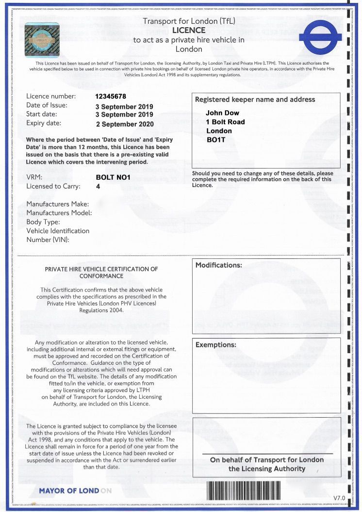 London document requirements | Bolt